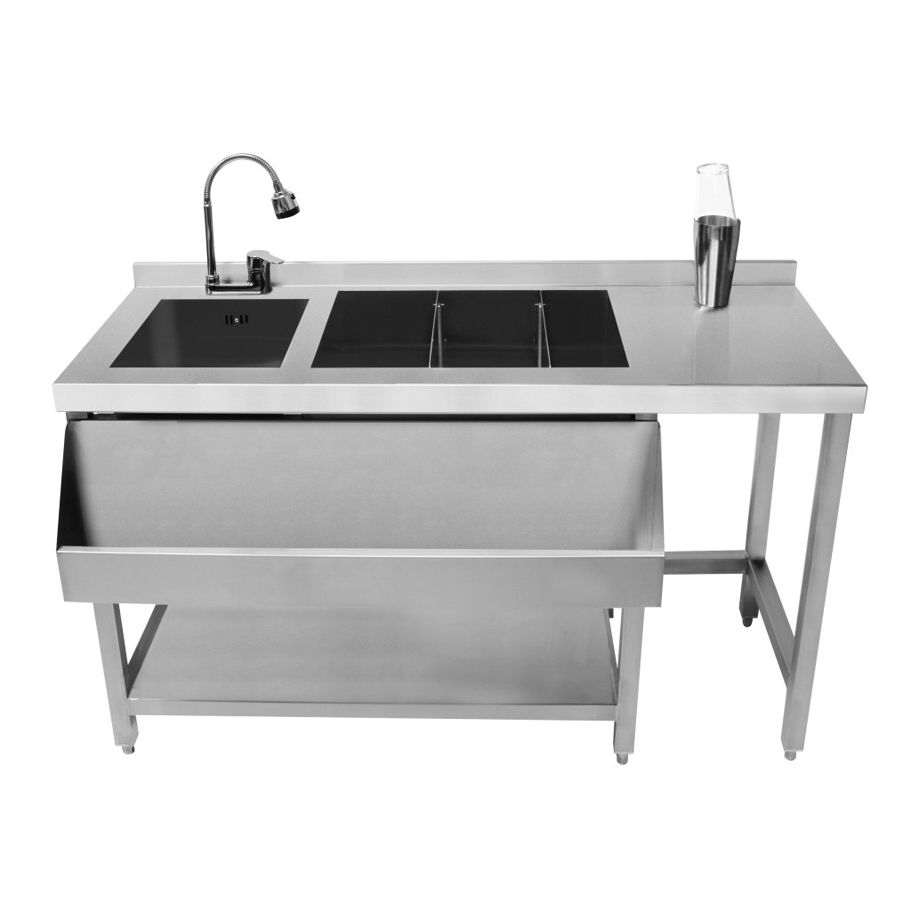 Premium Stainless Steel Cocktail Bar Station with Ice Well & Modular ...