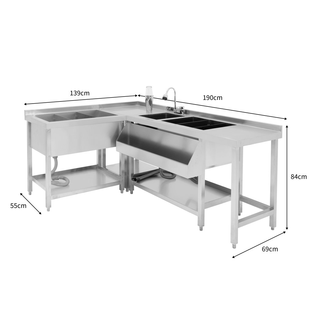 Premium Stainless Steel Cocktail Bar Station with Ice Well & Modular ...