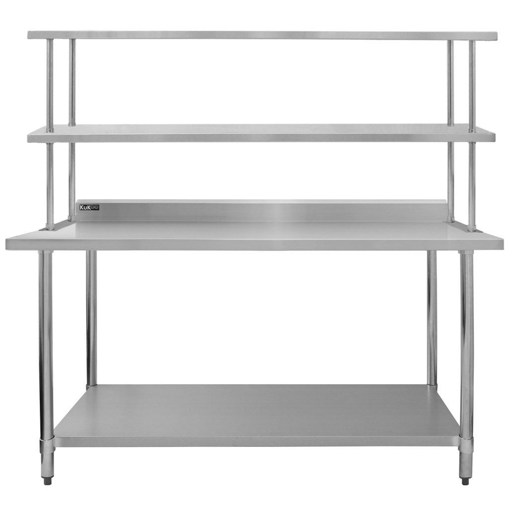 KuKoo 6ft Stainless Steel Prep Bench with Double Over-shelf: Yavolo