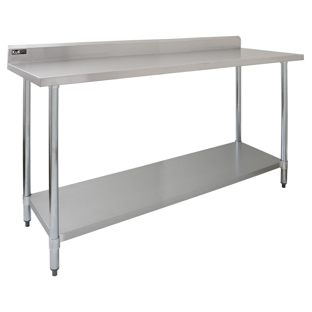 KuKoo 6ft Stainless Steel Catering Table with Adjustable Shelf: Yavolo