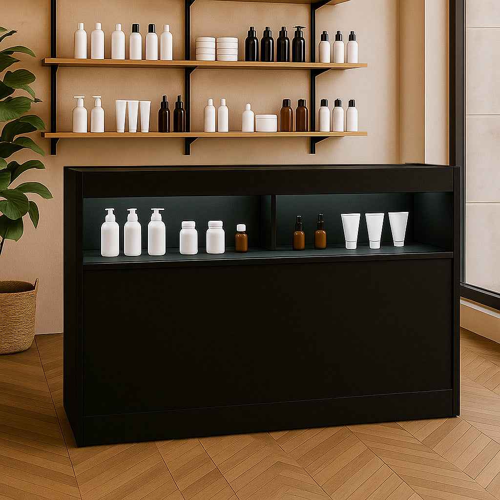 Sleek Black LED Retail Shop Counter B1500 for Stylish Displays: Yavolo