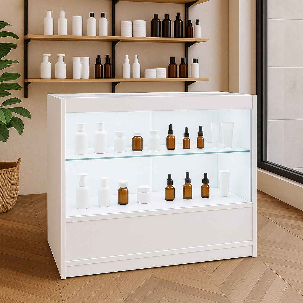 LED Retail Shop Counter C900 - Sleek White Display with LED Lighting ...