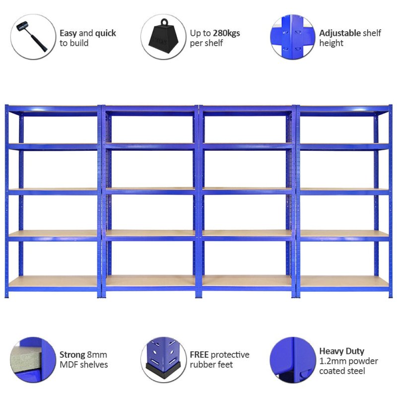 3 x 90cm Blue Shed Utility Greenhouse Storage Racks Garage Shelving ...