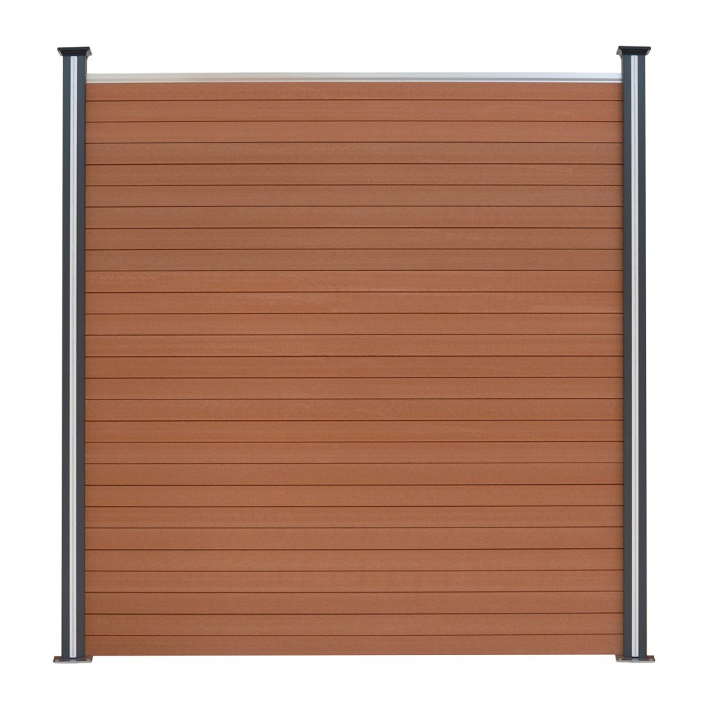 Brown Composite Fence Panels & LED Posts Set - Stylish Garden Fencing ...