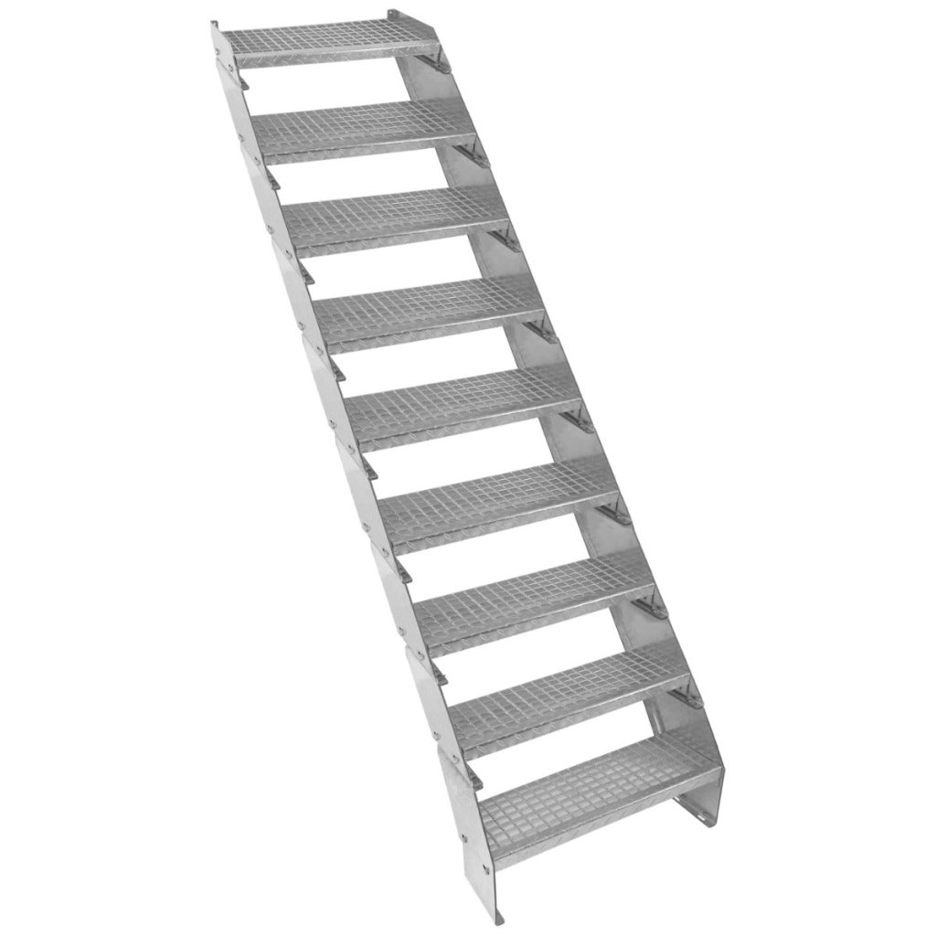 Adjustable Galvanised Steel 9-Step Modular Staircase for Outdoor Use ...