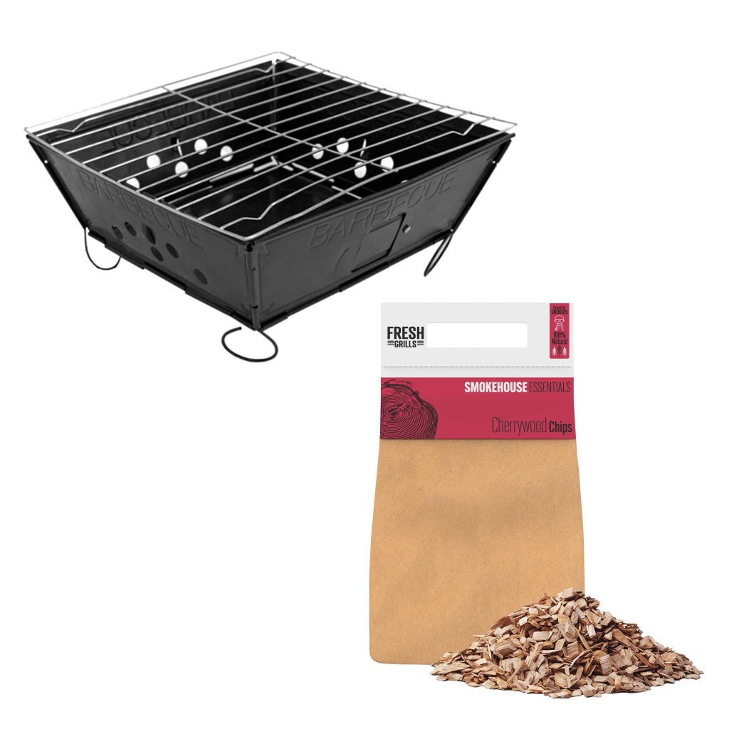 Portable BBQ with Cherrywood Wood Chips for Smoky Outdoor Cooking: Yavolo