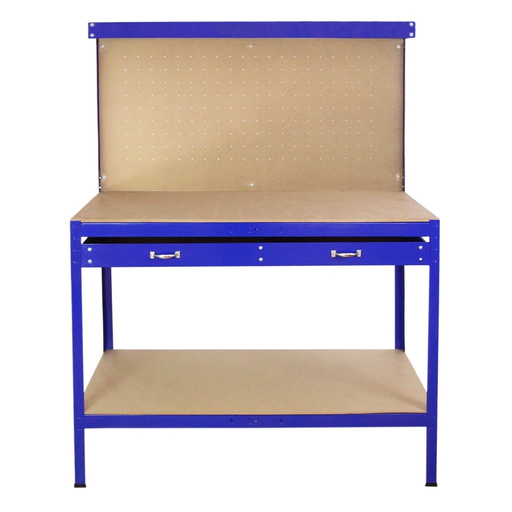 Heavy-Duty Garage Metal Workbench With Pegboard & Drawer - Steel Tool ...