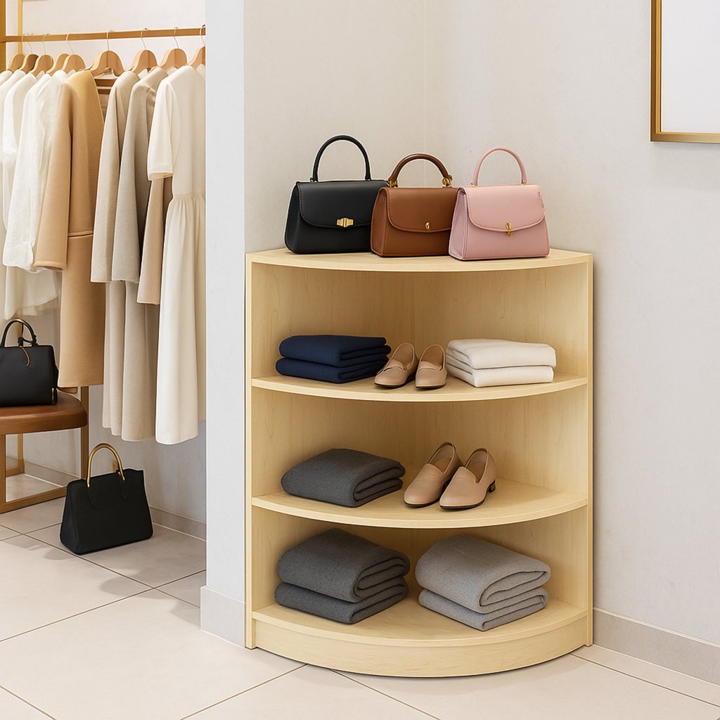 LM60 Curved Maple Corner Retail Counter – Stylish Modular Design: Yavolo