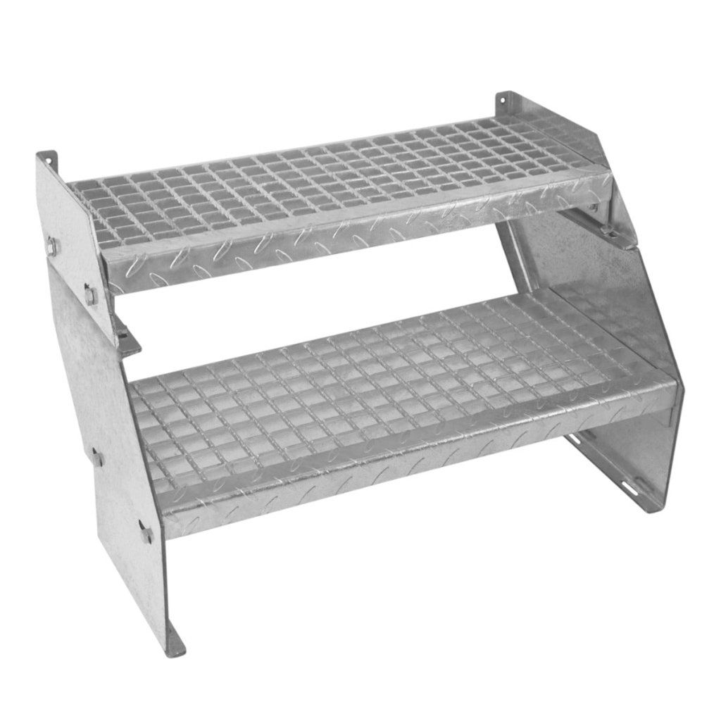 Adjustable Galvanised Steel Outdoor Steps with Fixing Kit: Yavolo