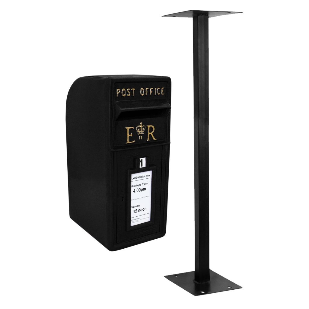 Black Cast Iron Royal Mail Post Box with Floor Stand: Yavolo