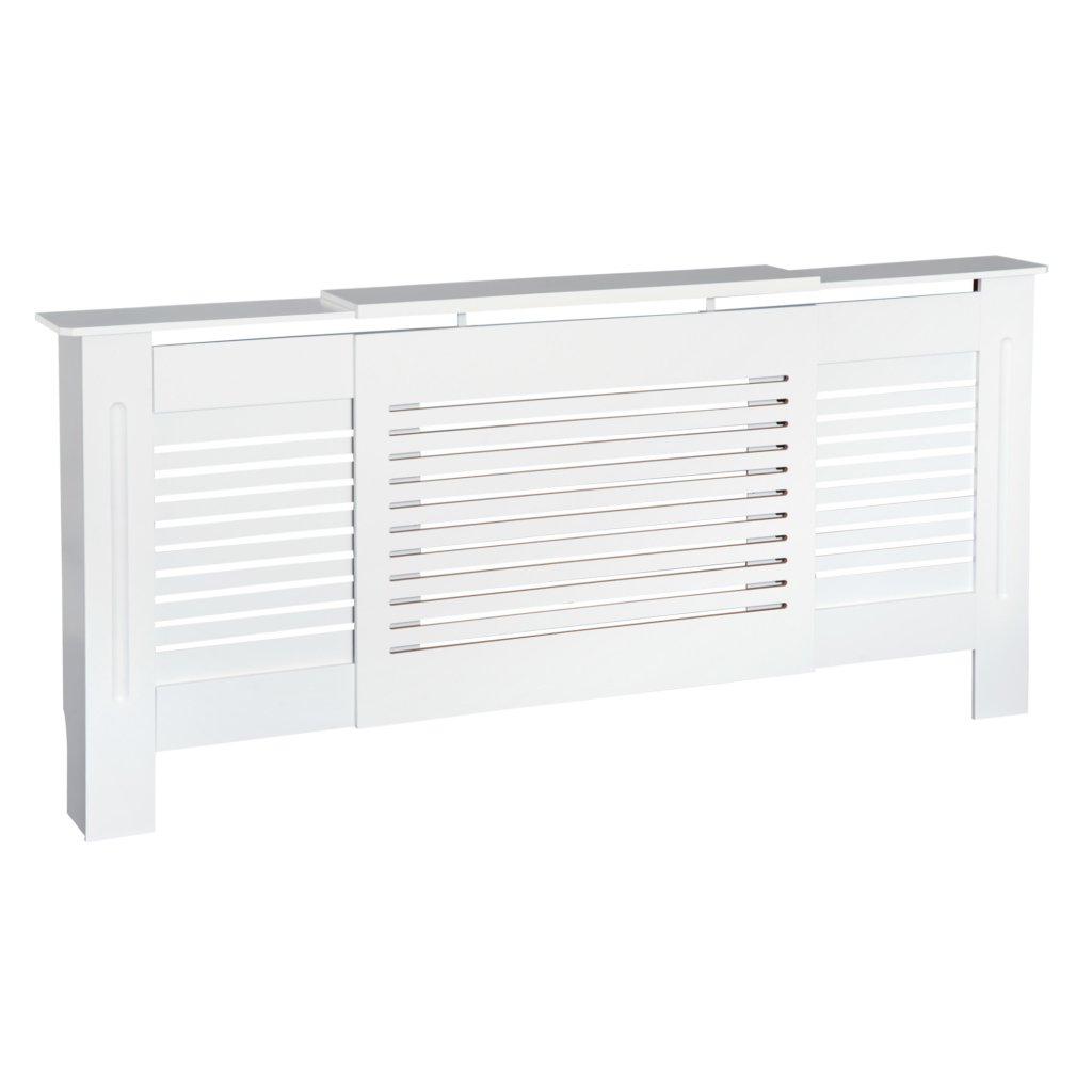 HOMCOM Extendable Radiator Cover Cabinet with Slatted Design - White ...