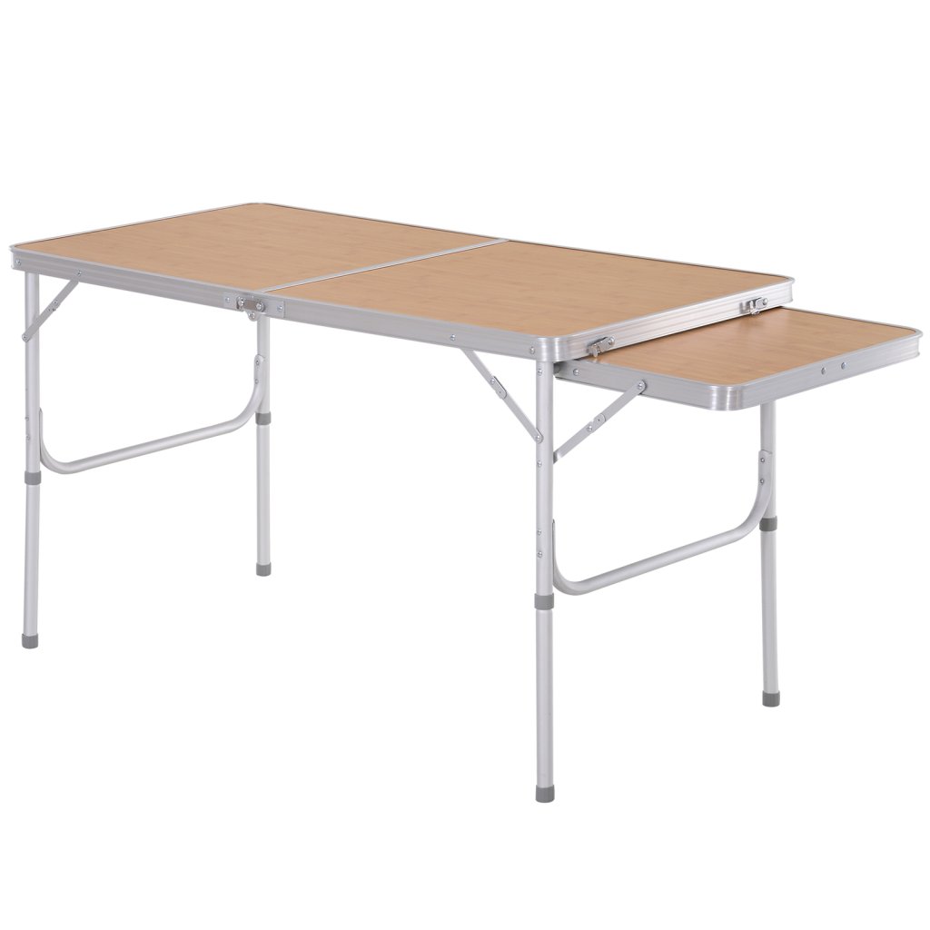 Outsunny 4ft Aluminium Folding Picnic Table with Adjustable Heights: Yavolo