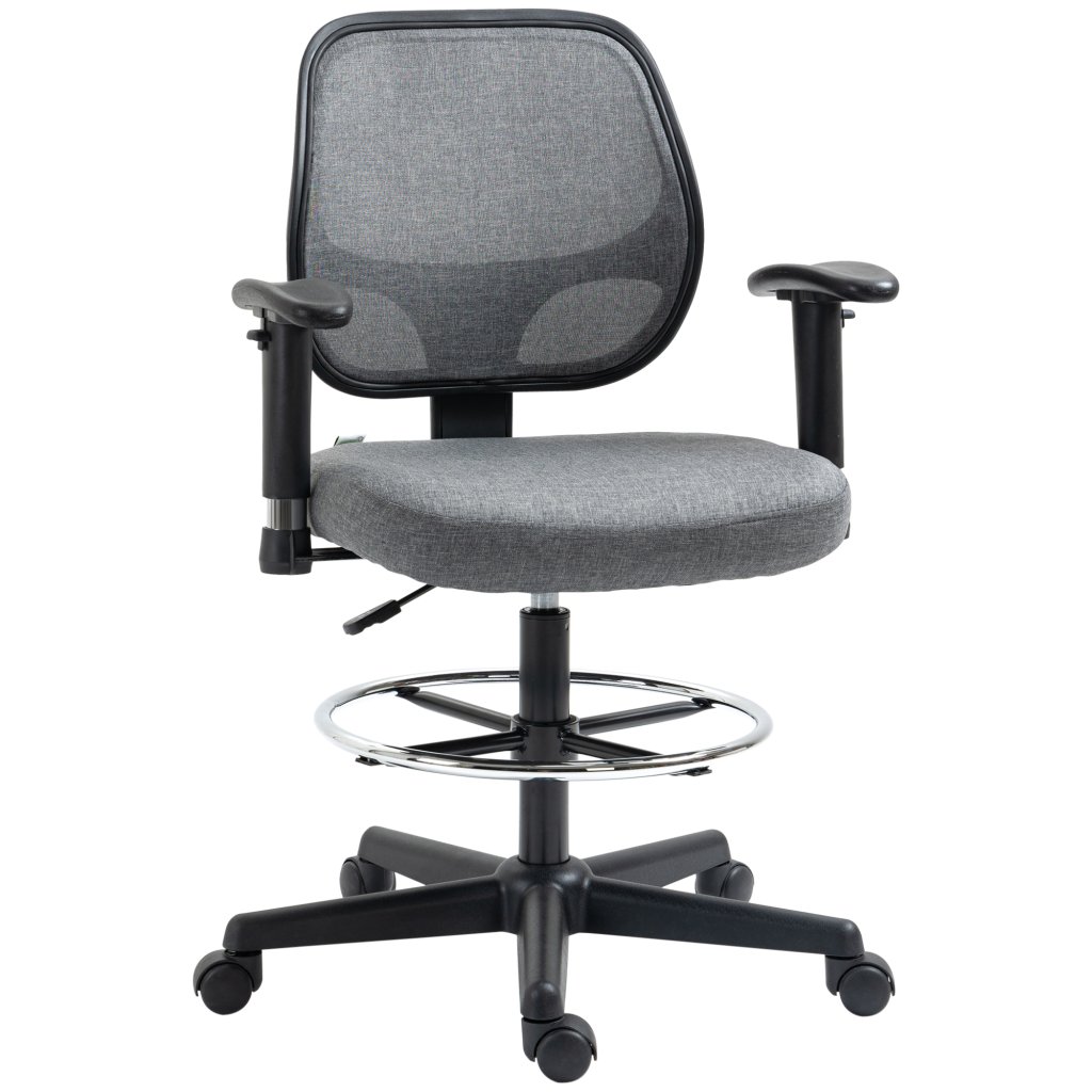 Vinsetto Drafting Chair, Fabric Office Chair, Ergonomic Painting Chair ...