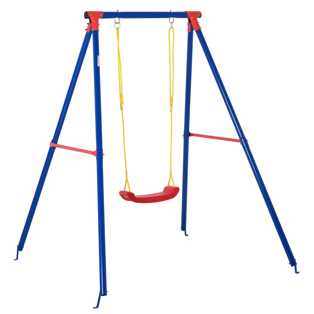 Outsunny Kids Swing Set with Adjustable Rope and Heavy Duty A-Frame ...