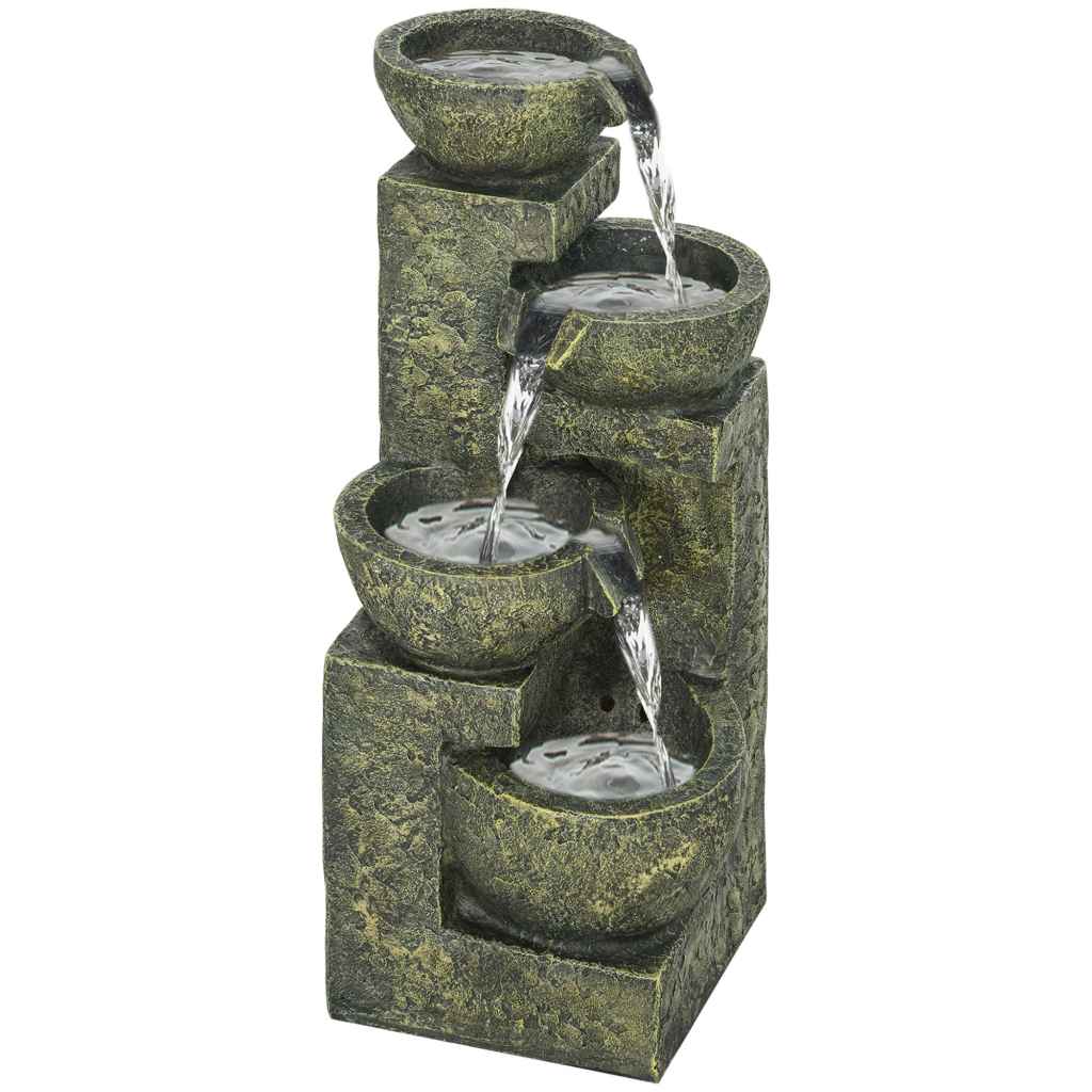 Outsunny 4-Tier Stone-Look Garden Water Feature Fountain: Yavolo
