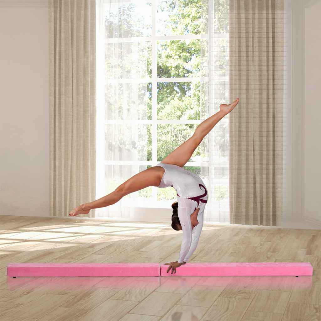 HOMCOM Pink Folding Gymnastics Balance Beam for Home Training - 2.1M ...