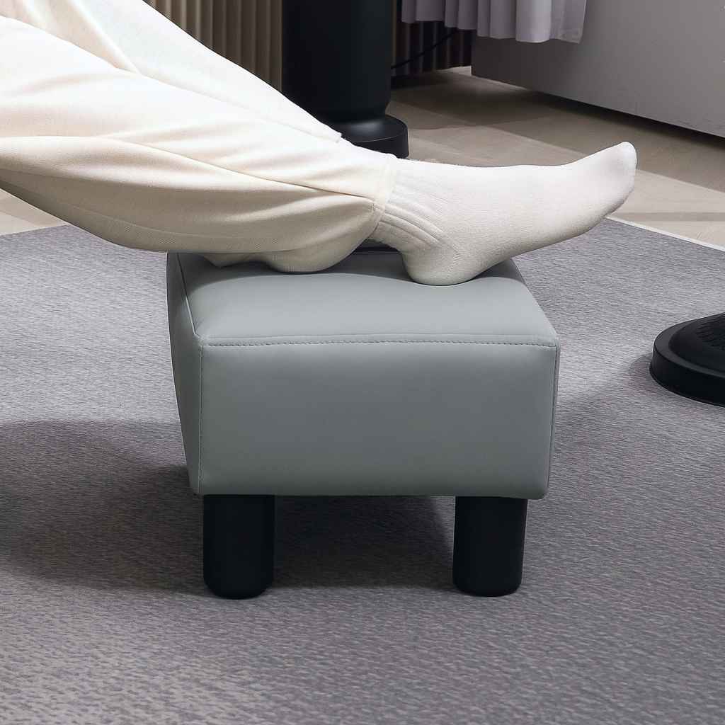HOMCOM Faux Leather Footstool, Small Foot Rest, Rectangle Sofa Stool ...