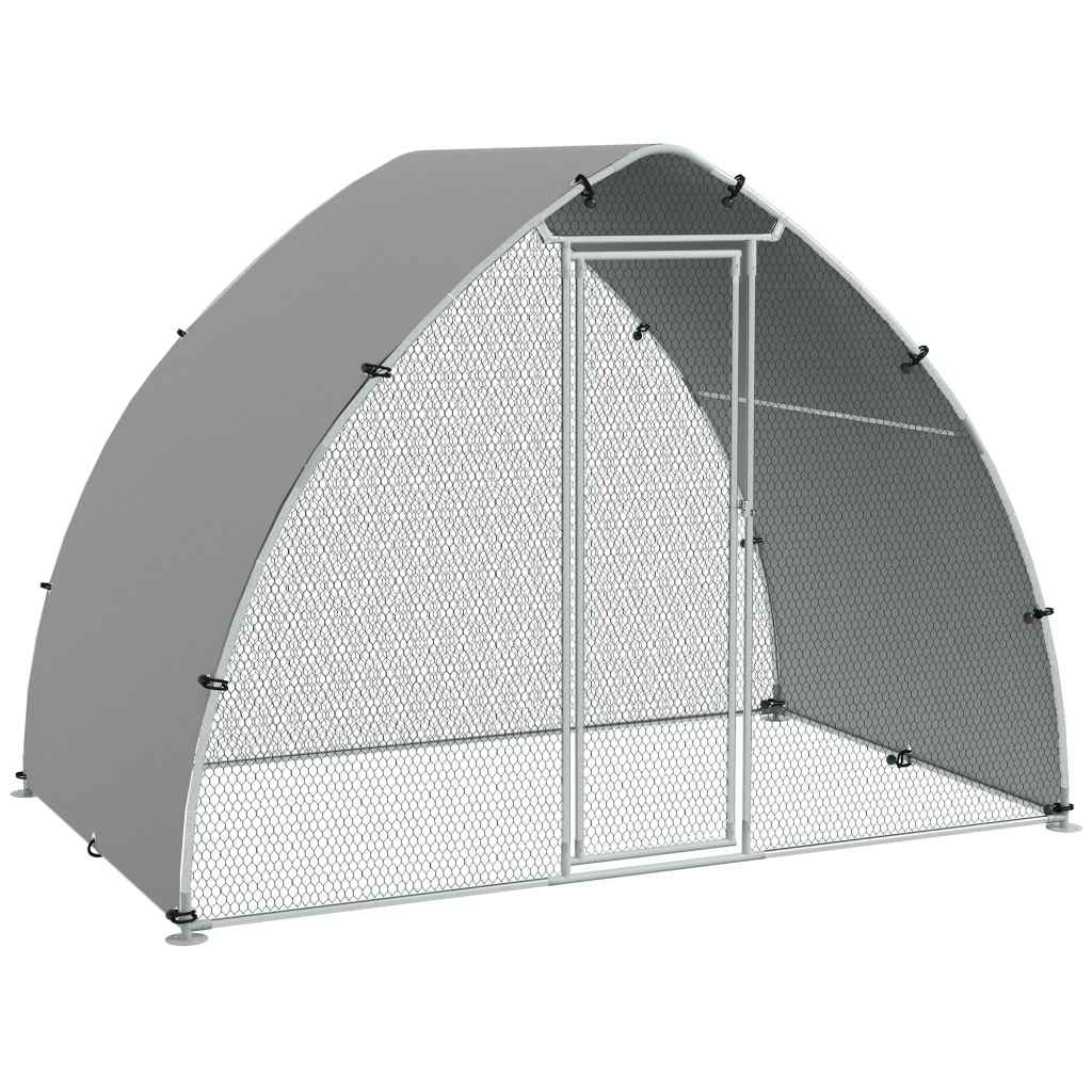 PawHut Walk In Chicken Run, Galvanised Chicken Coop Outdoor with Cover ...