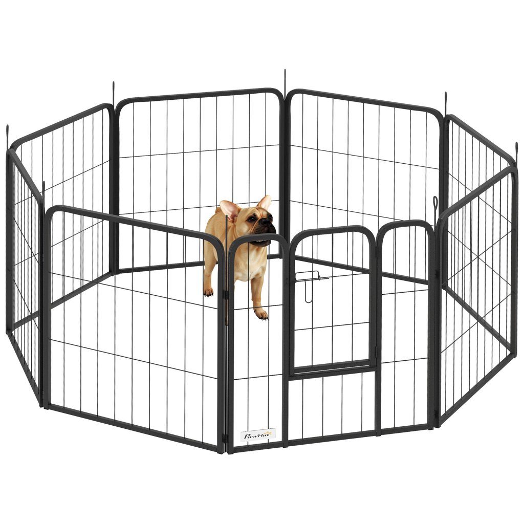 PawHut Dog Pen, 8 Panel Puppy Pen, Steel Dog Playpen, for Small Breeds ...