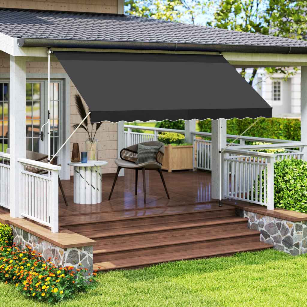 Outsunny Balcony 3 x 1.5m Manual Adjustable Awning, DIY Patio Clamp ...