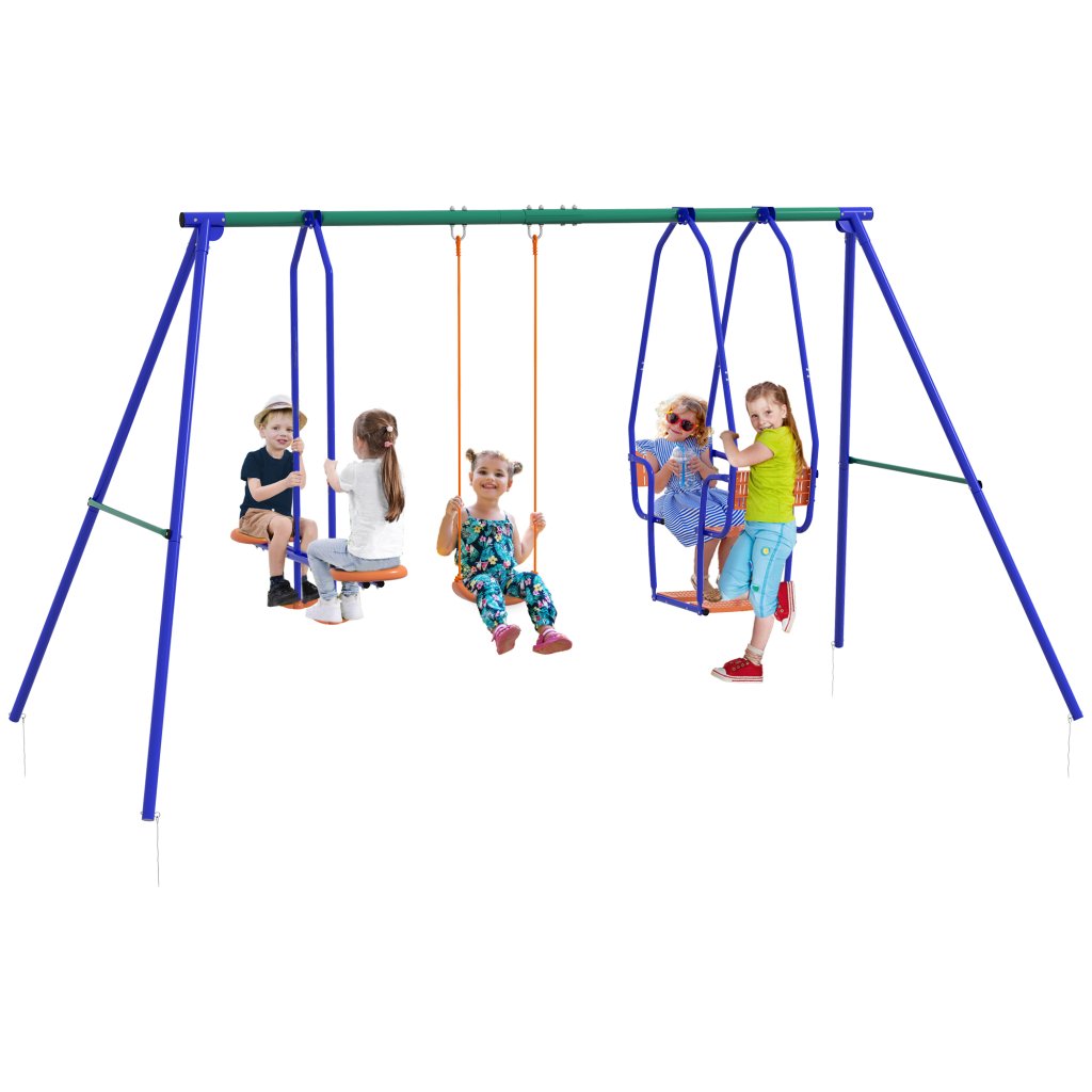 Outsunny 3-in-1 Kids Swing Set: Orange Outdoor Fun for Ages 3+: Yavolo