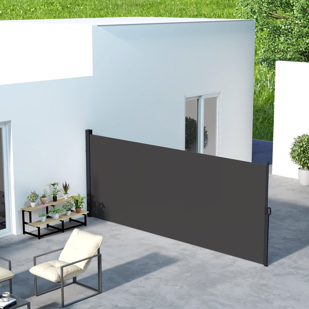 Outsunny Retractable Side Awning, Garden Privacy Screen Divider, Full ...