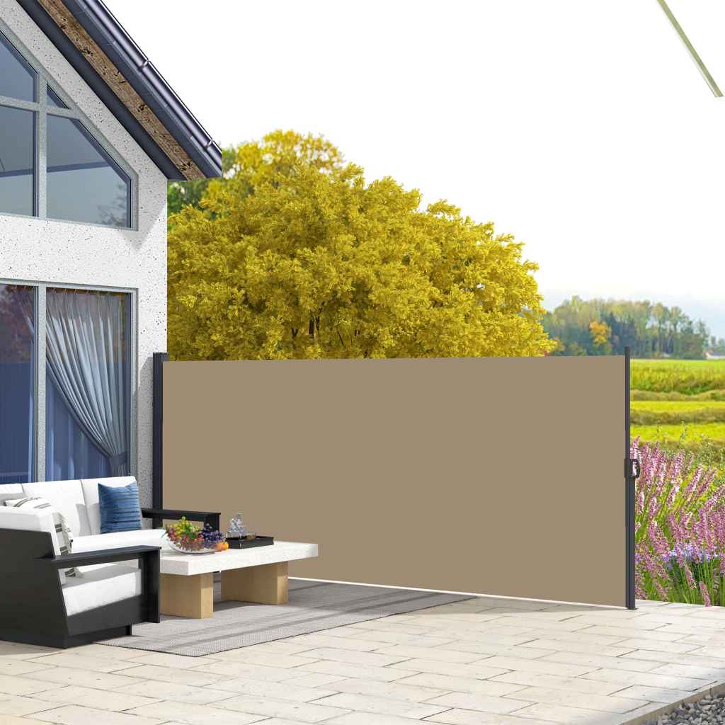 Outsunny Retractable Side Awning, Garden Privacy Screen Divider, Full ...