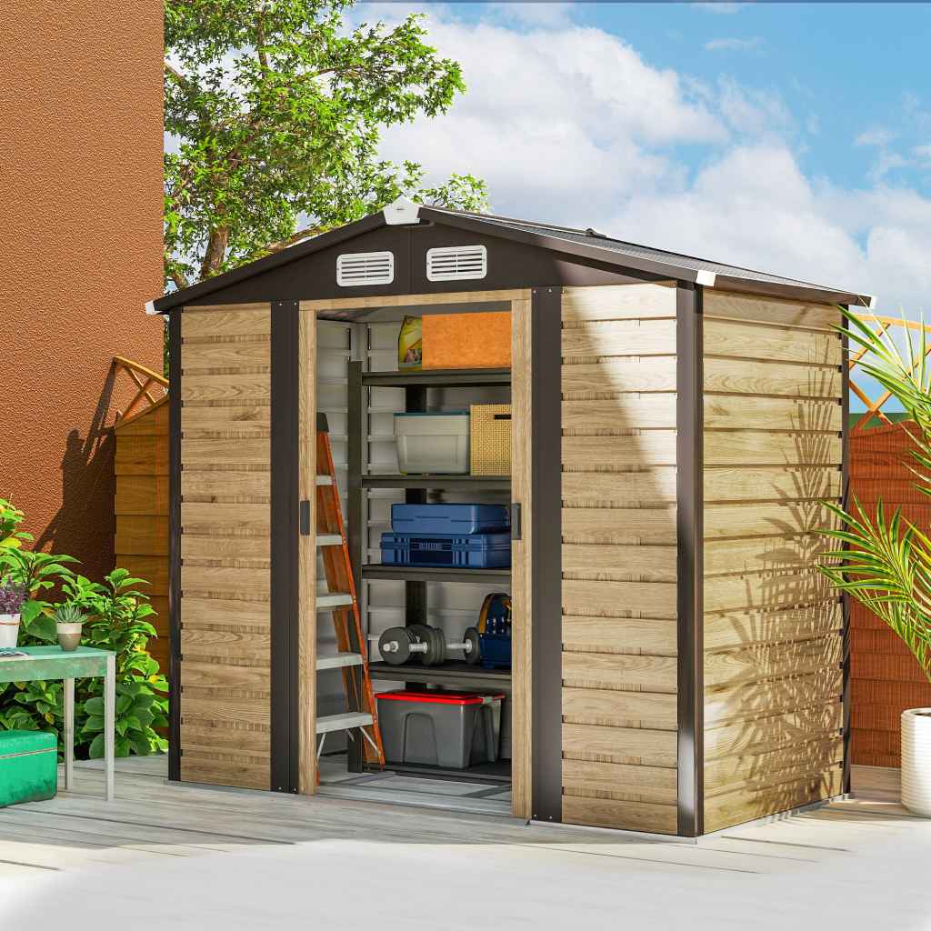 Outsunny 7 x 4ft Garden Shed, Easy to Assemble, Upgraded Galvanised ...