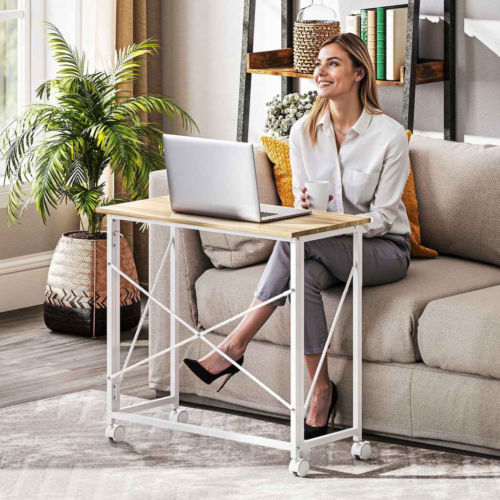 HOMCOM Compact Folding Desk on Wheels - Space Saving, Easy Assembly: Yavolo
