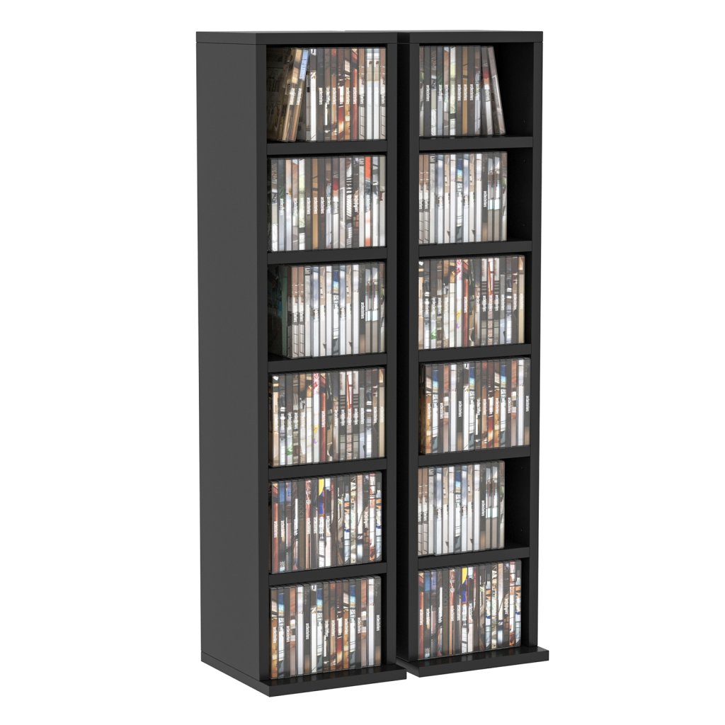 HOMCOM Set of 2 CD Media Display Shelf Units - Adjustable Black Blu-Ray ...