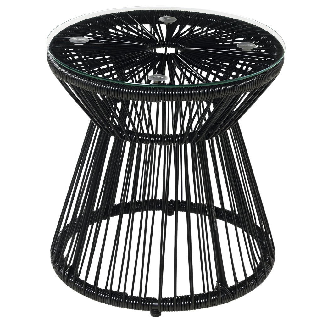 Outsunny Outdoor Coffee Table, Round PE Rattan Side Table with Tempered ...