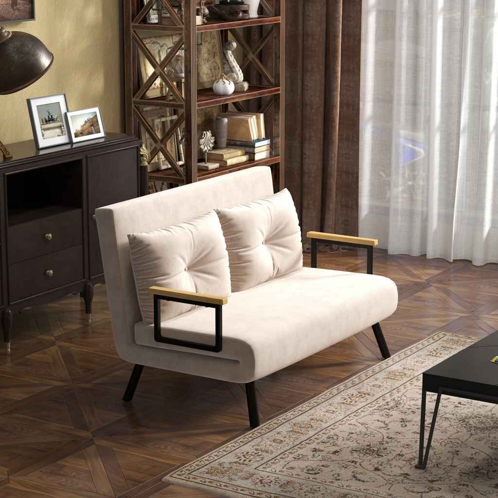 HOMCOM 2 Seater Sofa Bed, Click Clack Convertible Bed Settee, Modern ...