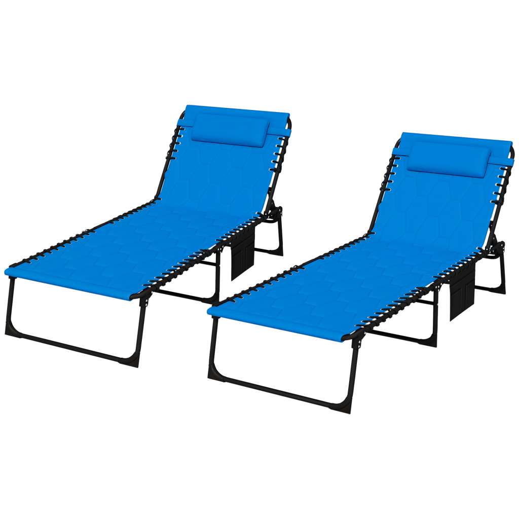 Outsunny Foldable Sun Lounger Set - 5-Level Reclining Chairs with ...