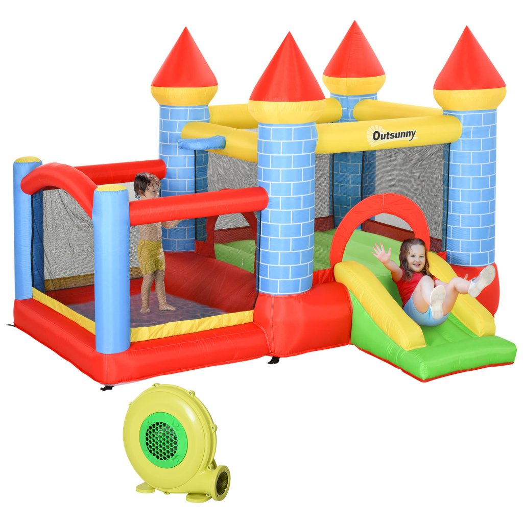 Outsunny 4-in-1 Kids Inflatable Bouncy Castle with Slide & Pool: Yavolo
