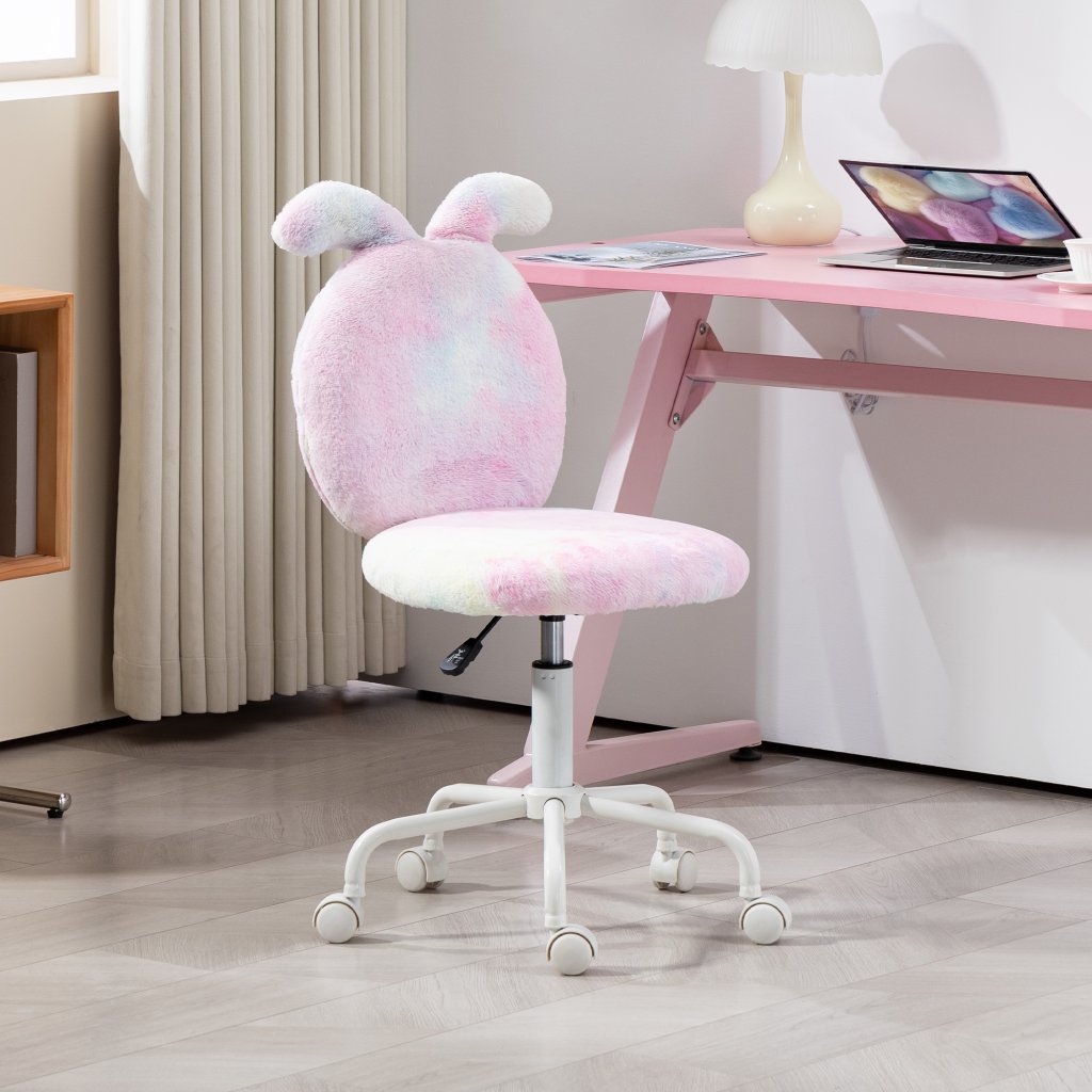 Colourful HOMCOM Fuzzy Office Chair with Bunny Ears and Faux Fur: Yavolo