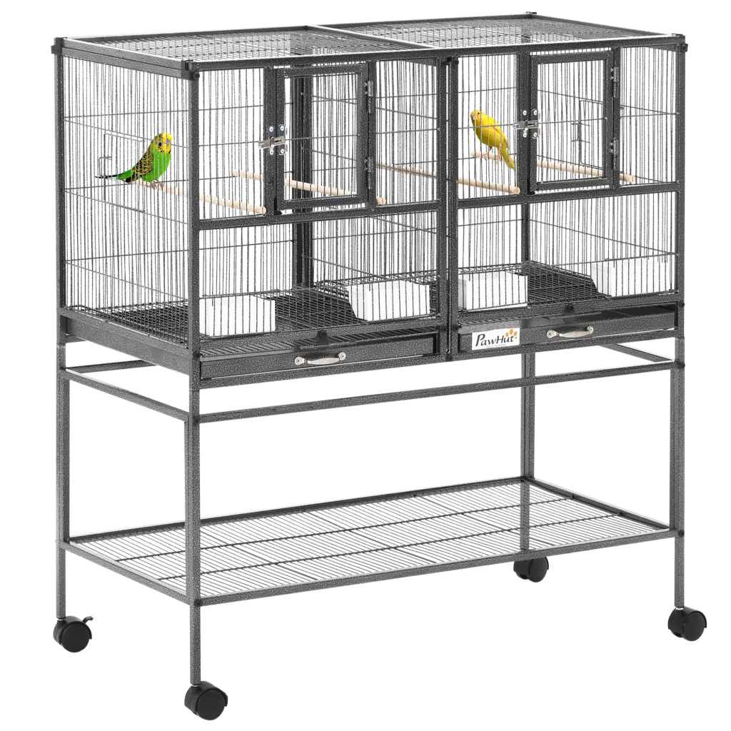PawHut Large Bird Cage with Divider & Slide Tray for Parrots: Yavolo