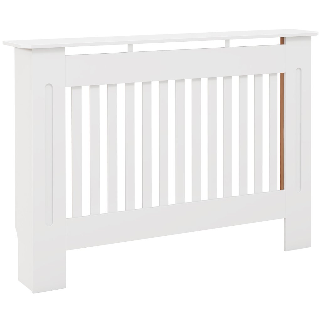 White Slatted Radiator Cover Cabinet - Modern MDF Design by HOMCOM: Yavolo