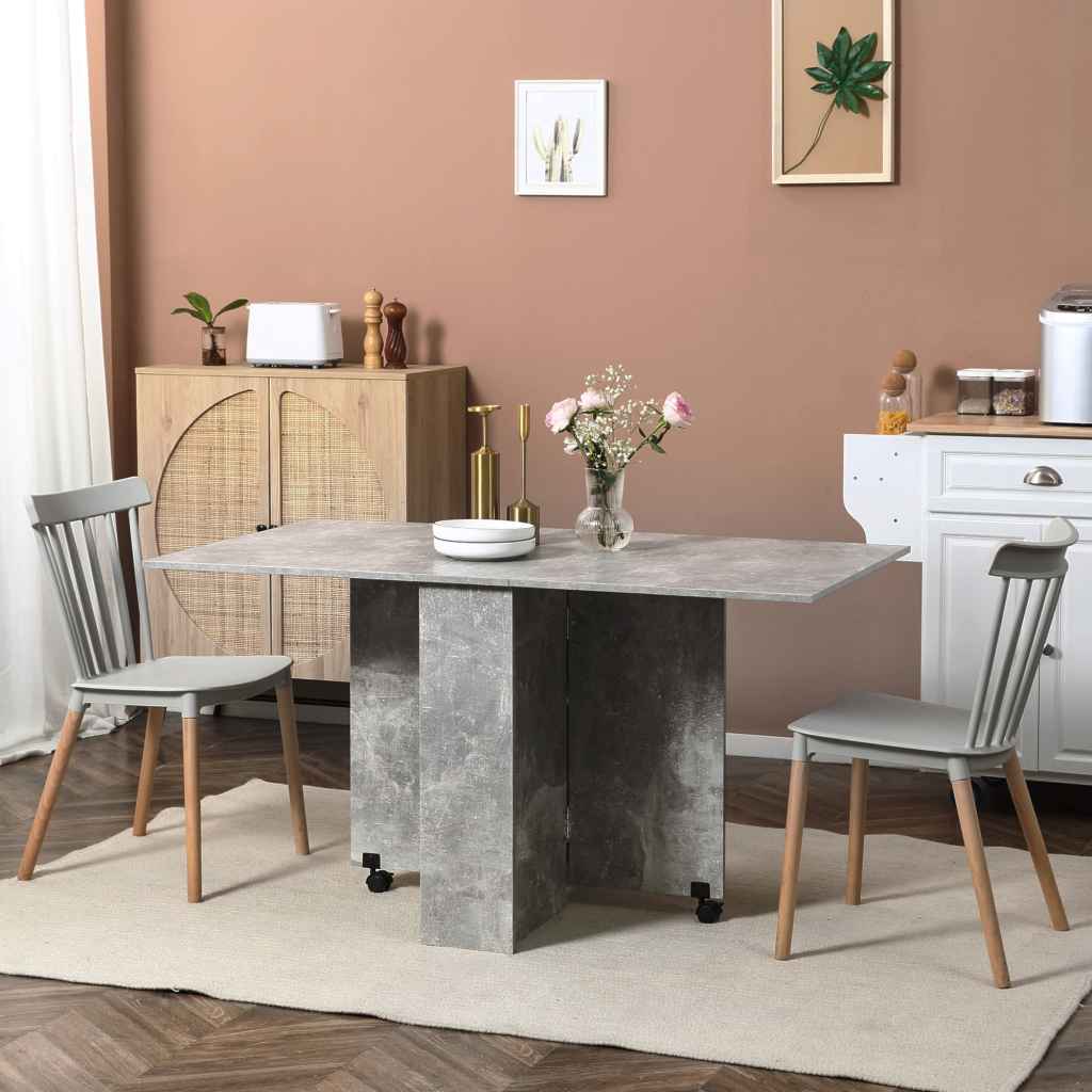 HOMCOM Folding Dining Table with Shelves & Rolling Casters for Small ...