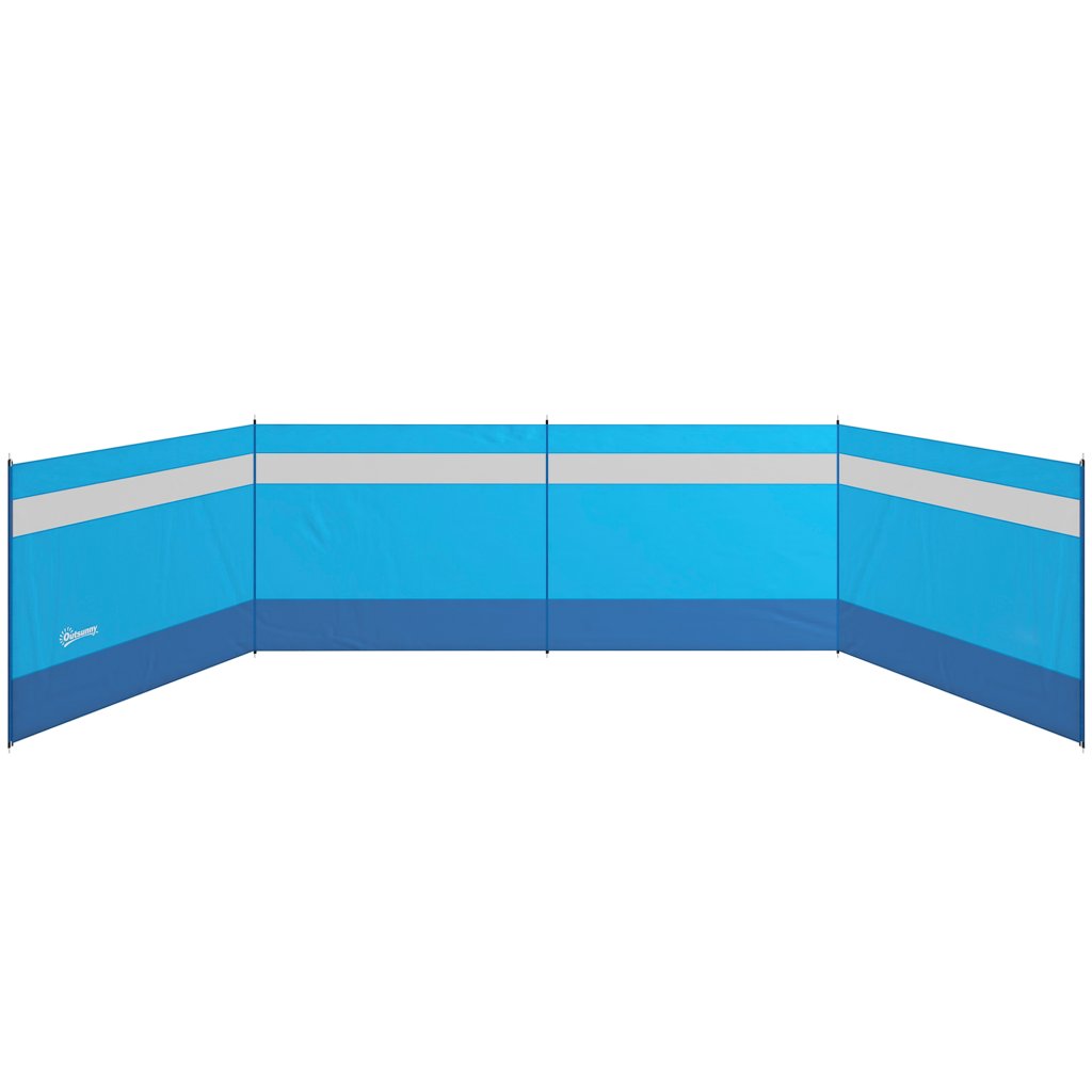 Outsunny Blue Windbreaker with Clear Windows & Steel Poles - 725x140cm ...
