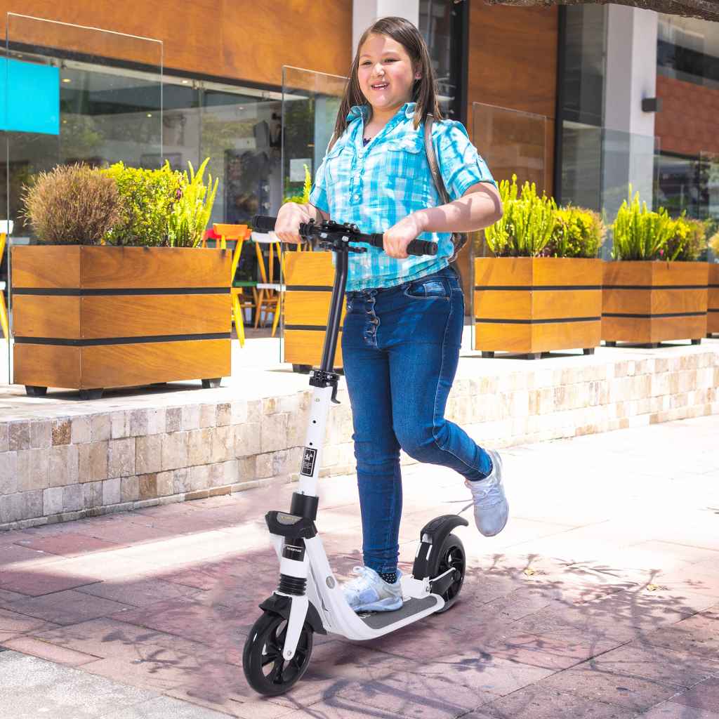 HOMCOM Folding Kick Scooter - Adjustable & Shock Absorbing for Teens ...