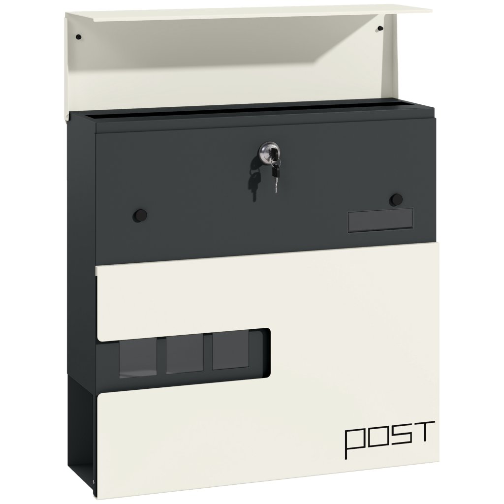 HOMCOM Wall Mounted Weatherproof Steel Post Box with Viewing Window ...