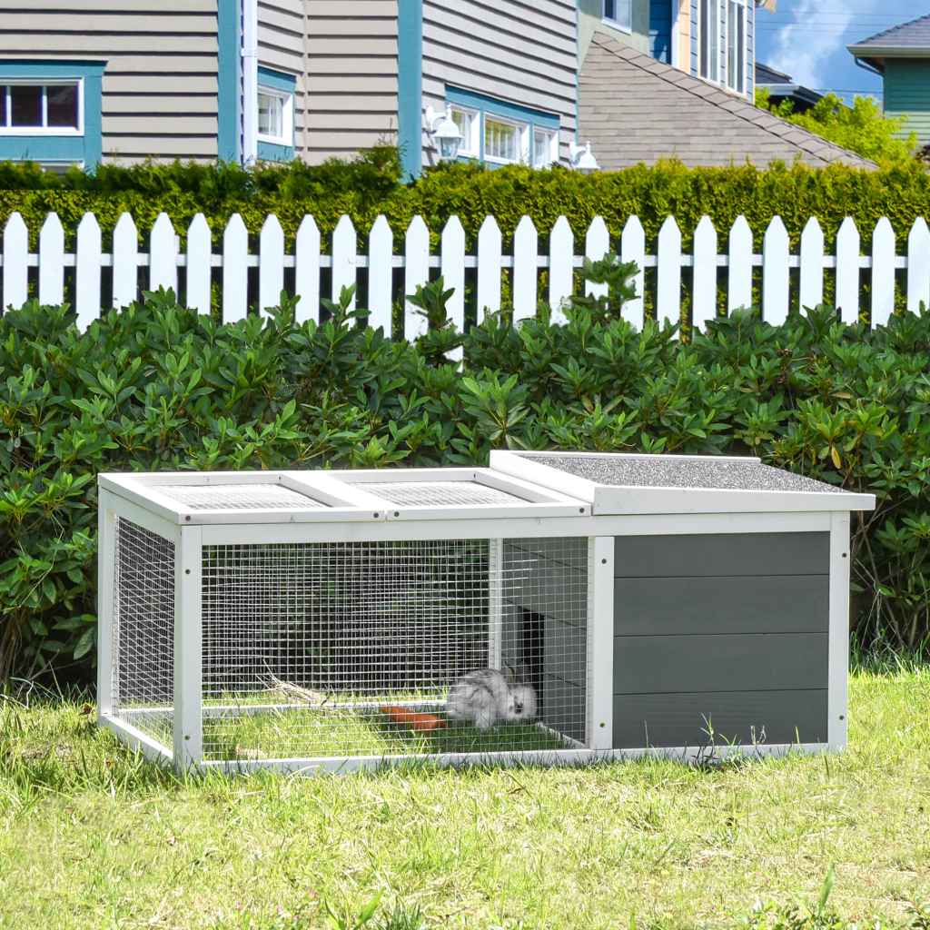 PawHut Rabbit Hutch Guinea Pig Hutch Wooden Small Animal Cage Rabbit ...