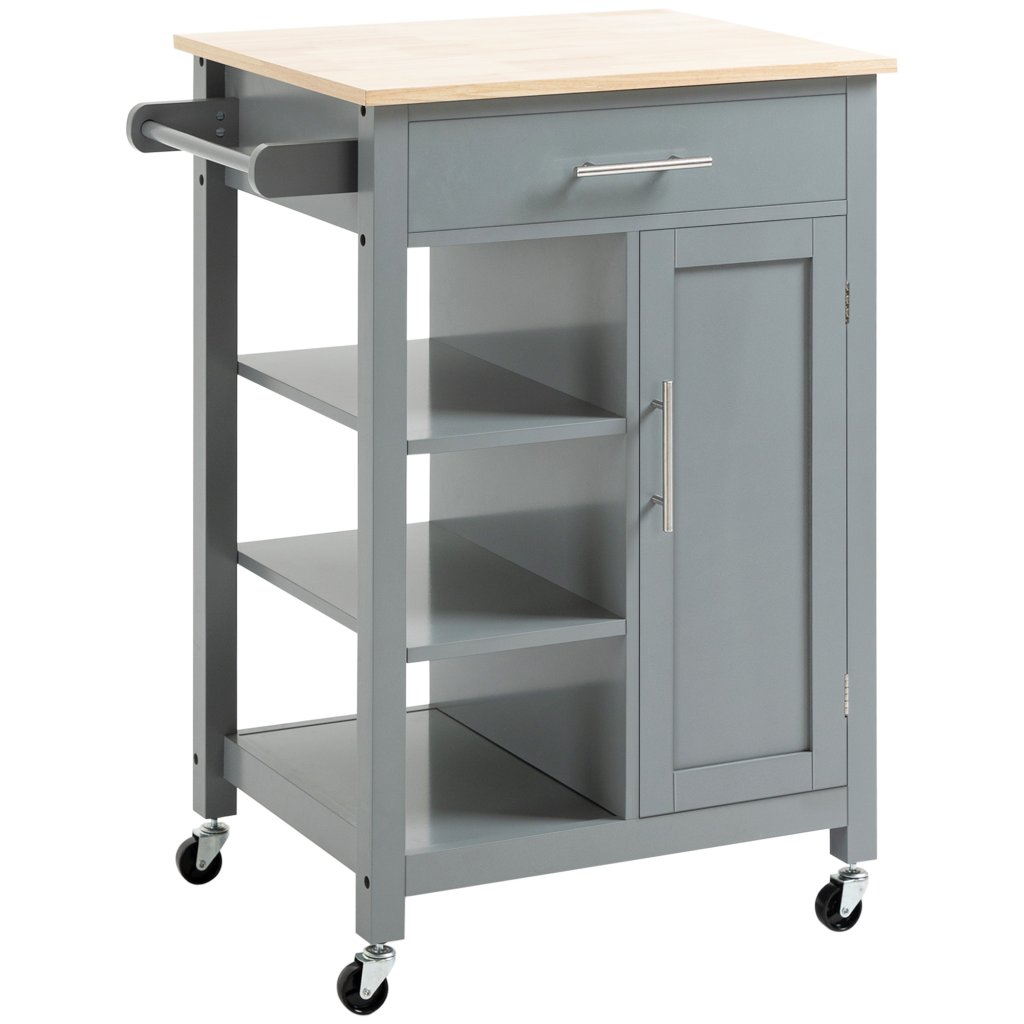 Grey Kitchen Trolley with Storage Drawer & Shelf by HOMCOM: Yavolo