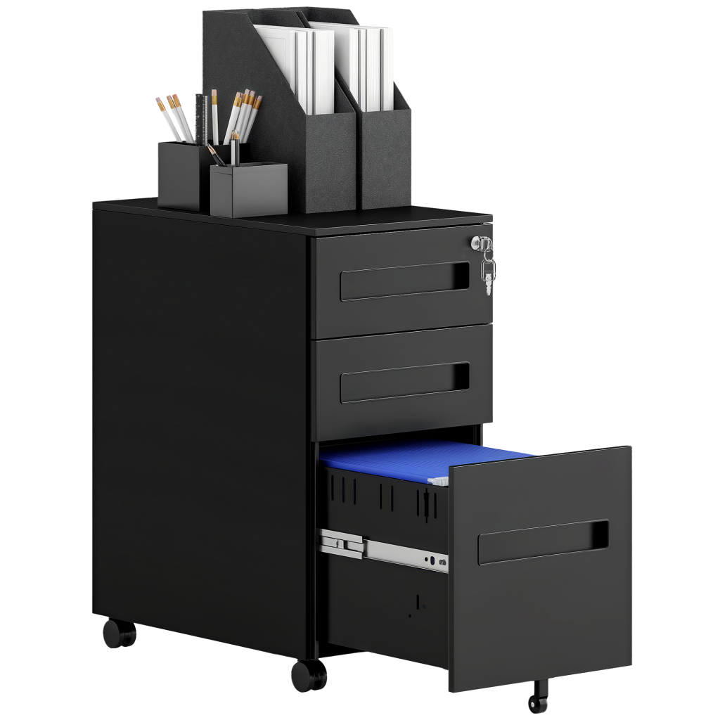 Vinsetto Metal Mobile File Cabinet with Wheels, Lockable 3 Drawer ...