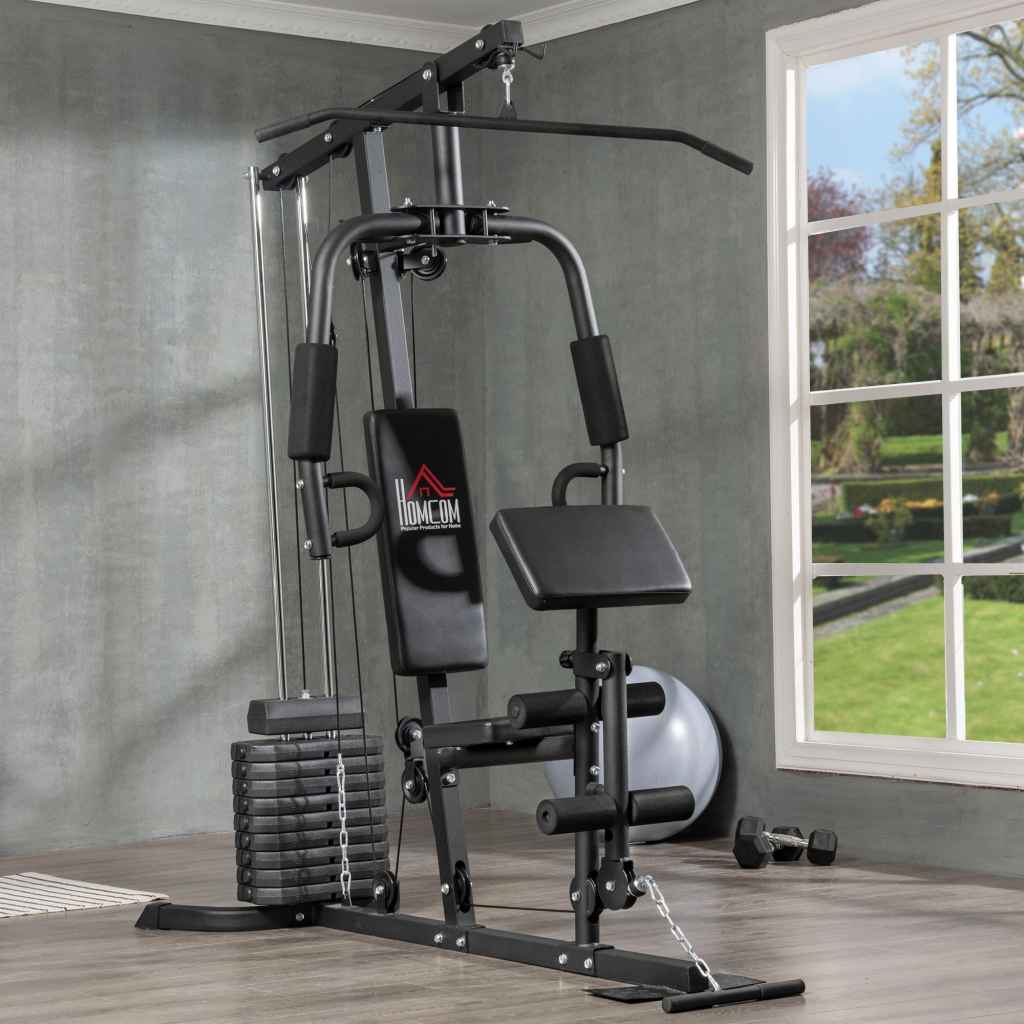 HOMCOM Multifunction Home Gym Machine with 45kg Weight Stack: Yavolo