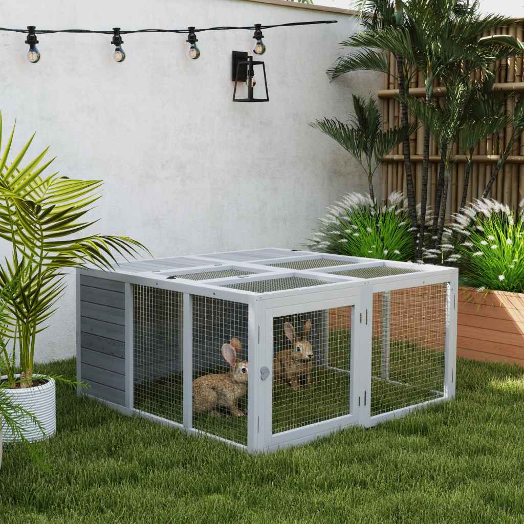 PawHut 48 Inch Rabbit Hutch Rabbit Run Small Animal Guinea Pig House ...