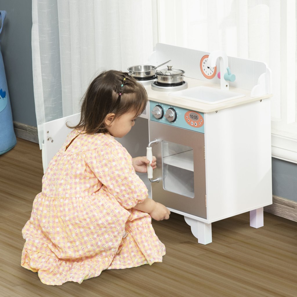 HOMCOM Wooden Play Kitchen Set for Kids Aged 3-6: Yavolo