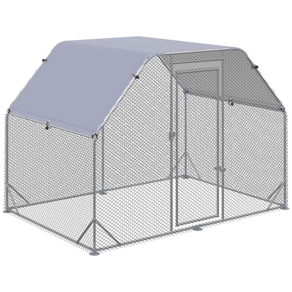 PawHut Walk in Chicken Run Chicken Coop Hen House Outdoor with Roof for ...