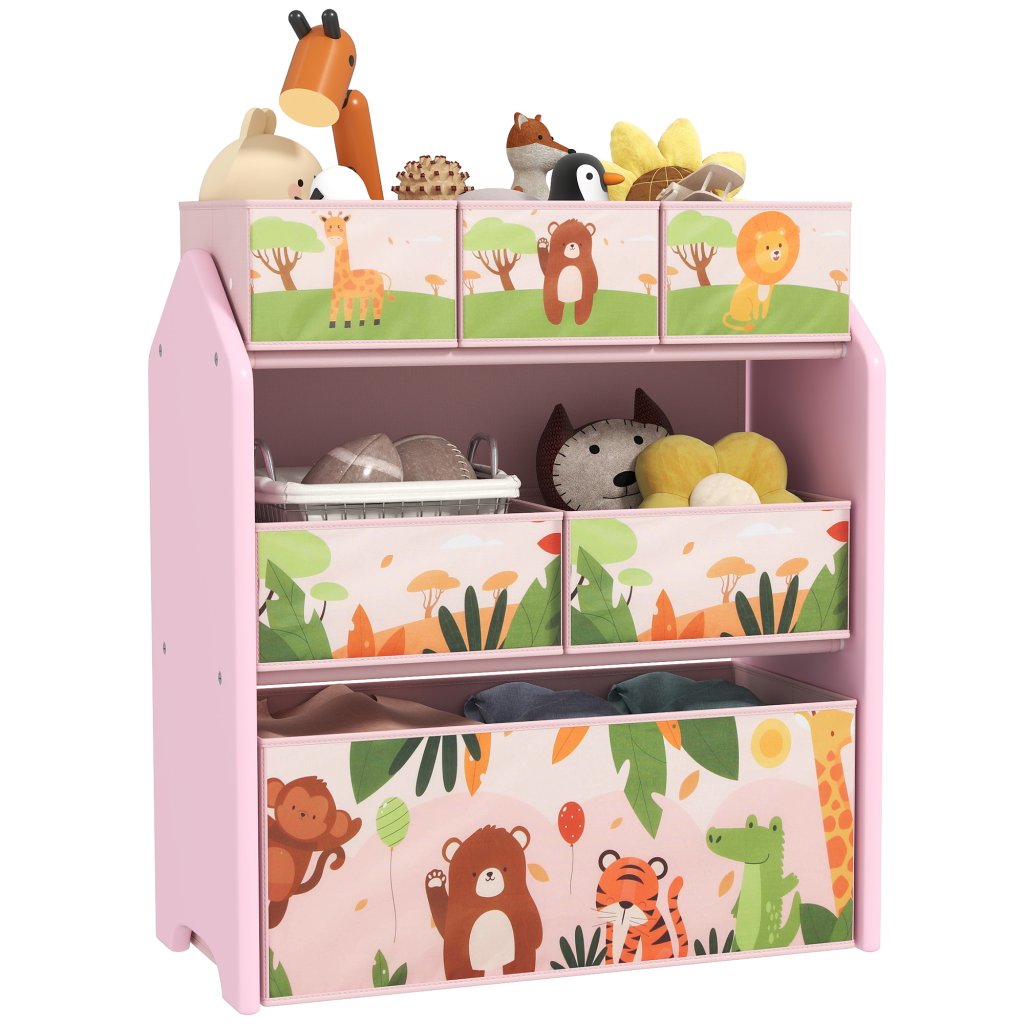 AIYAPLAY Kids Storage Unit, 3-Tier Toy Organiser Shelf with 6 Removable ...