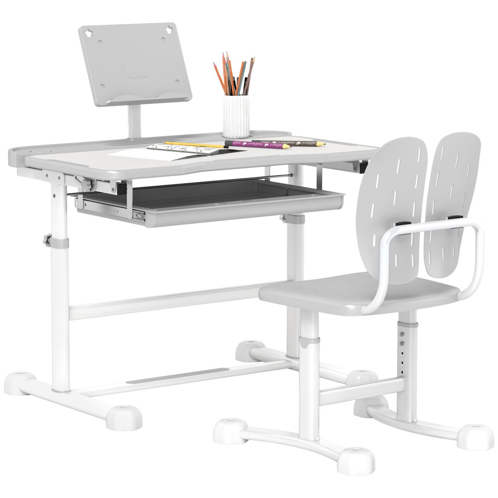 AIYAPLAY Kids Desk and Chair Set, Height Adjustable School Study Table ...
